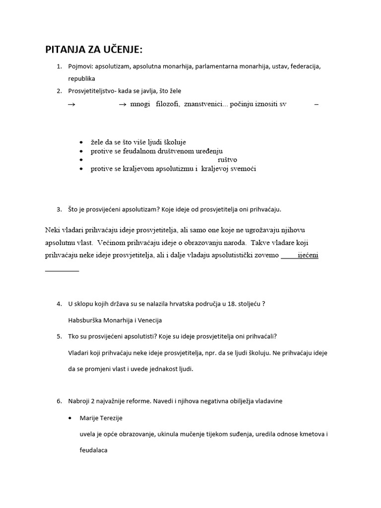 Test - PITANJA ZA UČENJE I ODGOVORI | PDF