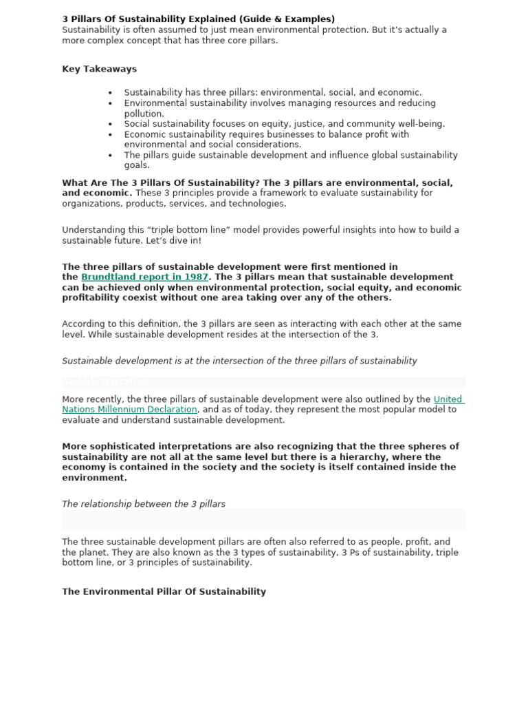 3 Pillars of Sustainability Explained | PDF | Sustainability | Sustainable Development