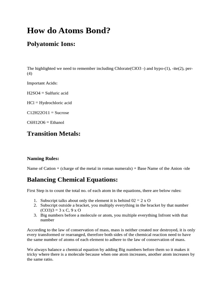 How Do Atoms Bond | PDF | Ionic Bonding | Chemical Bond