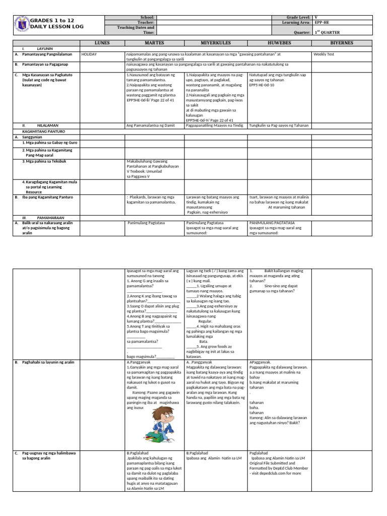 DLL - Epp 5 - Q1 - W4 | PDF