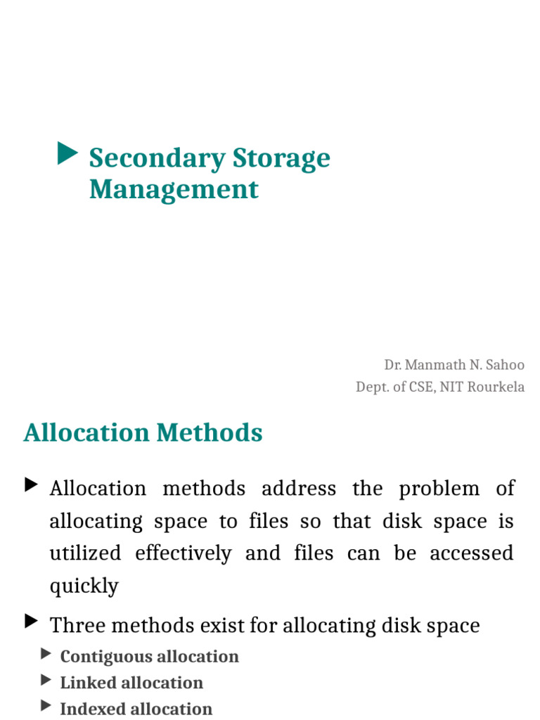 9Secondary Storage Management | PDF | Computer File | Pointer (Computer Programming)