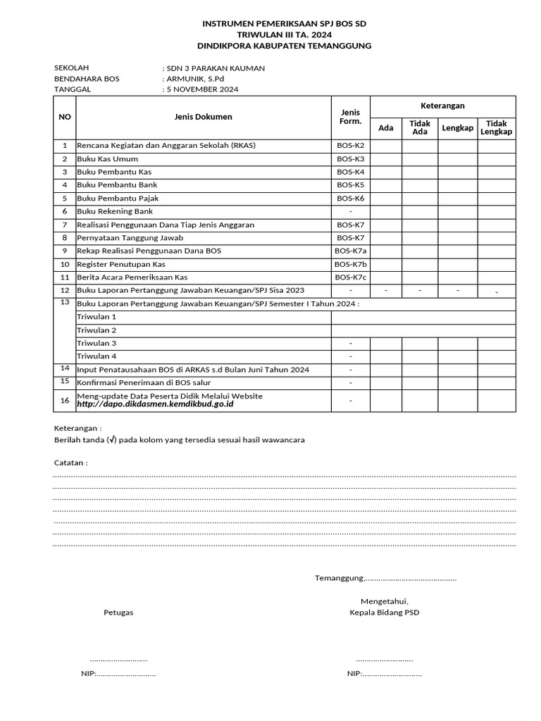 5. Instrumen Pemeriksaan Spj | PDF