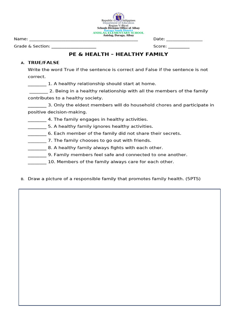 Healthy Family Assessment Worksheet | PDF