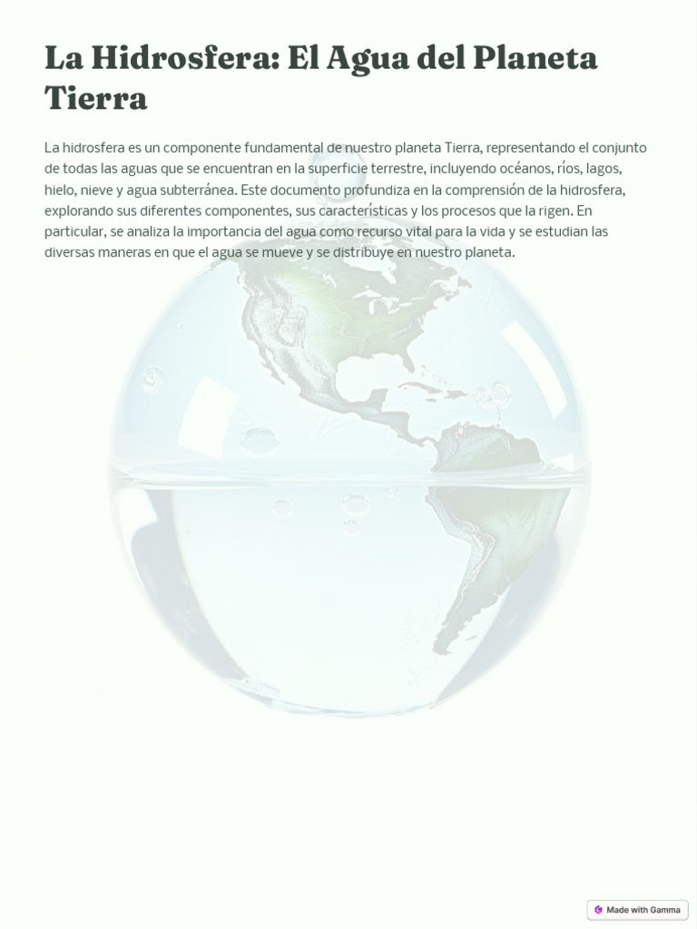 La Hidrosfera El Agua Del Planeta Tierra | PDF | Agua | Tierra