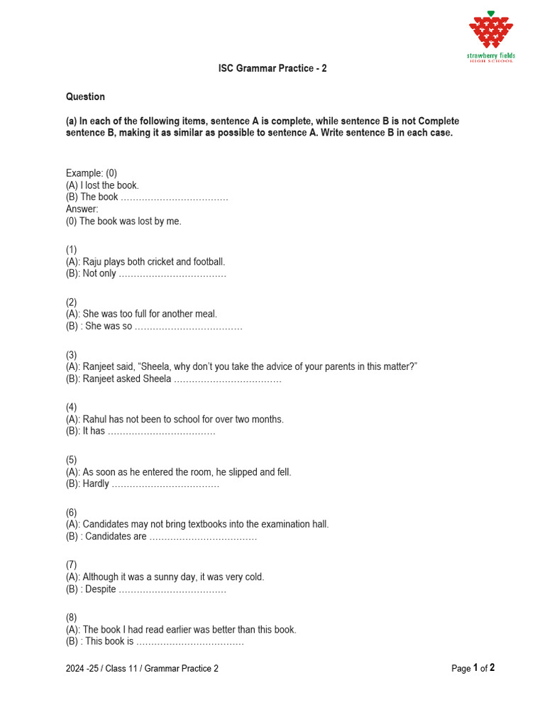 Grammar Practice 2 | PDF | Language Mechanics | Syntax