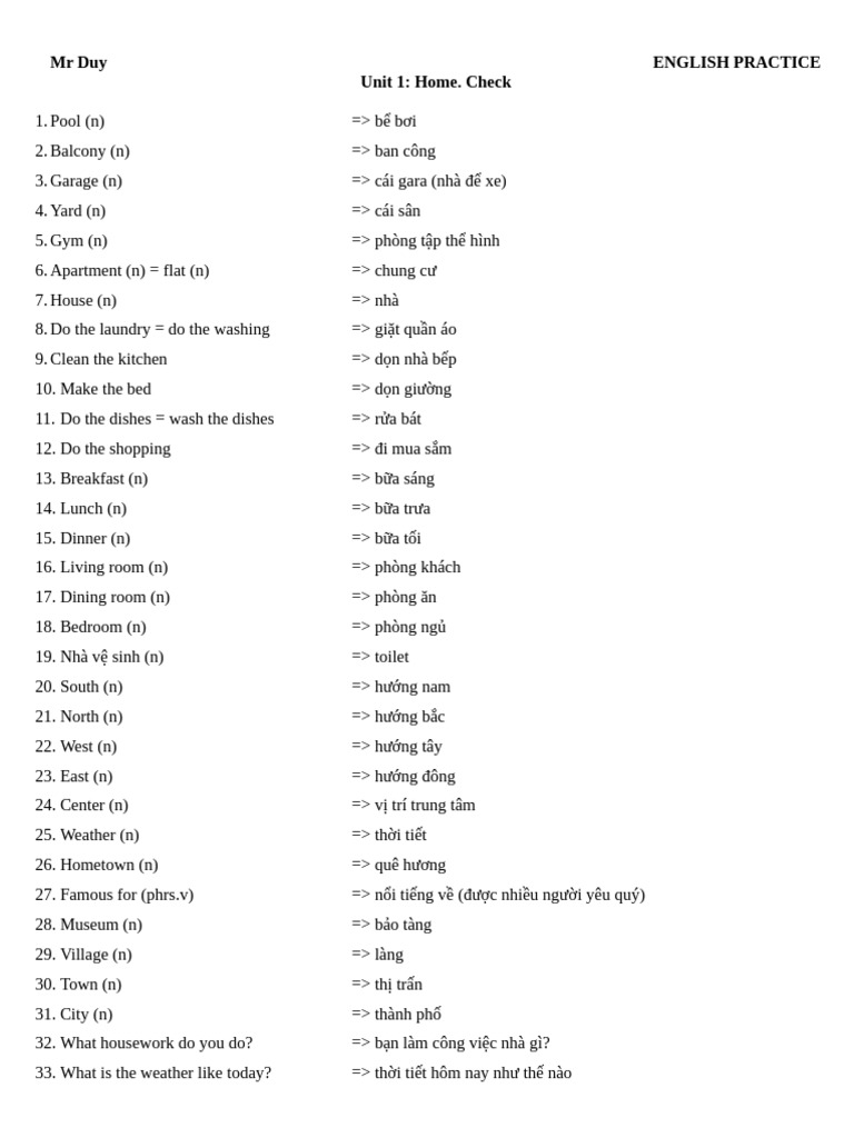 Unit 1 Home. Check | PDF