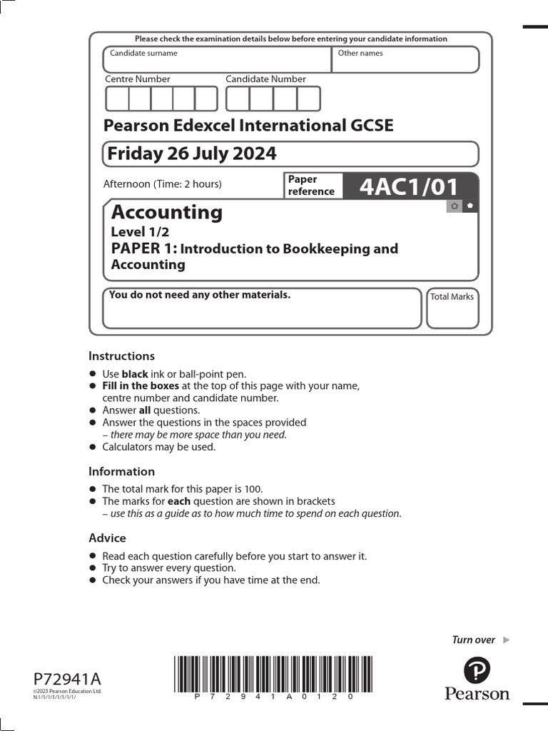 Accounting Exam Paper P72941A | PDF | Debits And Credits | Money