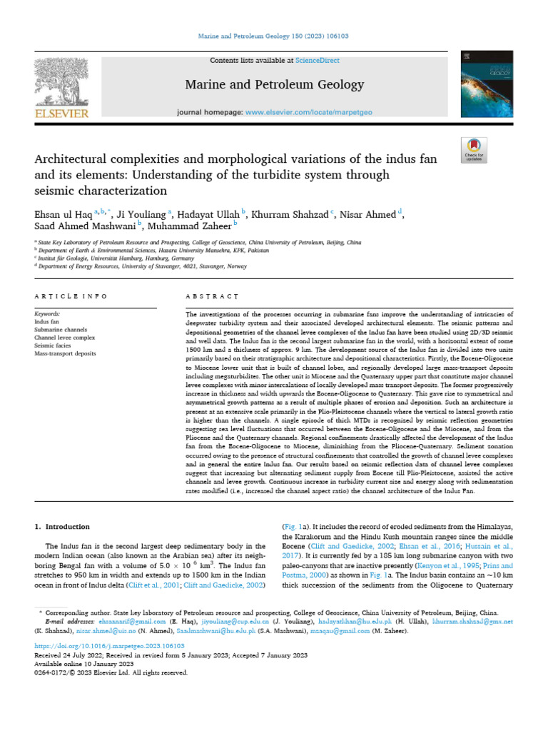 Indus Fan Seismic Characterization Study | PDF | Earth Sciences | Geology