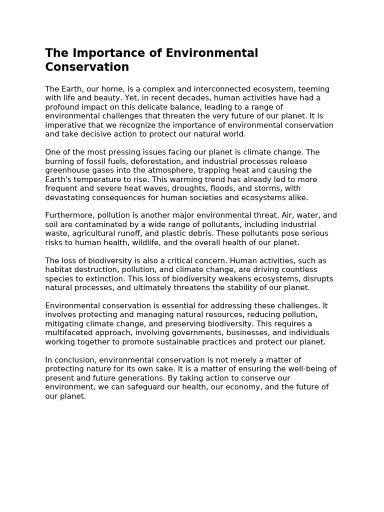 The Importance of Environmental Conservation | PDF