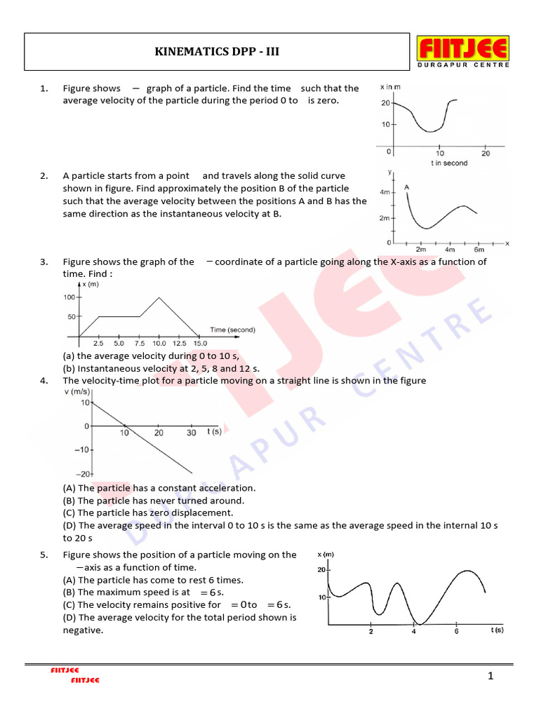 KINEMATICS DPP - III | PDF | Velocity | Speed