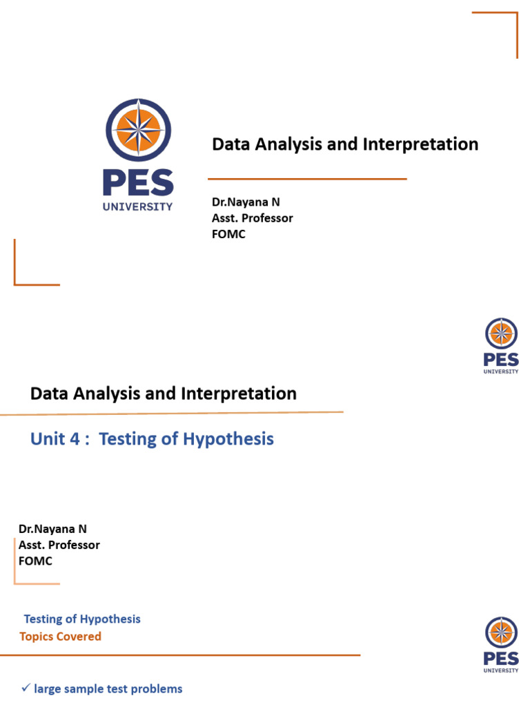 Data Analysis and Interpretation: DR - Nayana N Asst. Professor Fomc | PDF