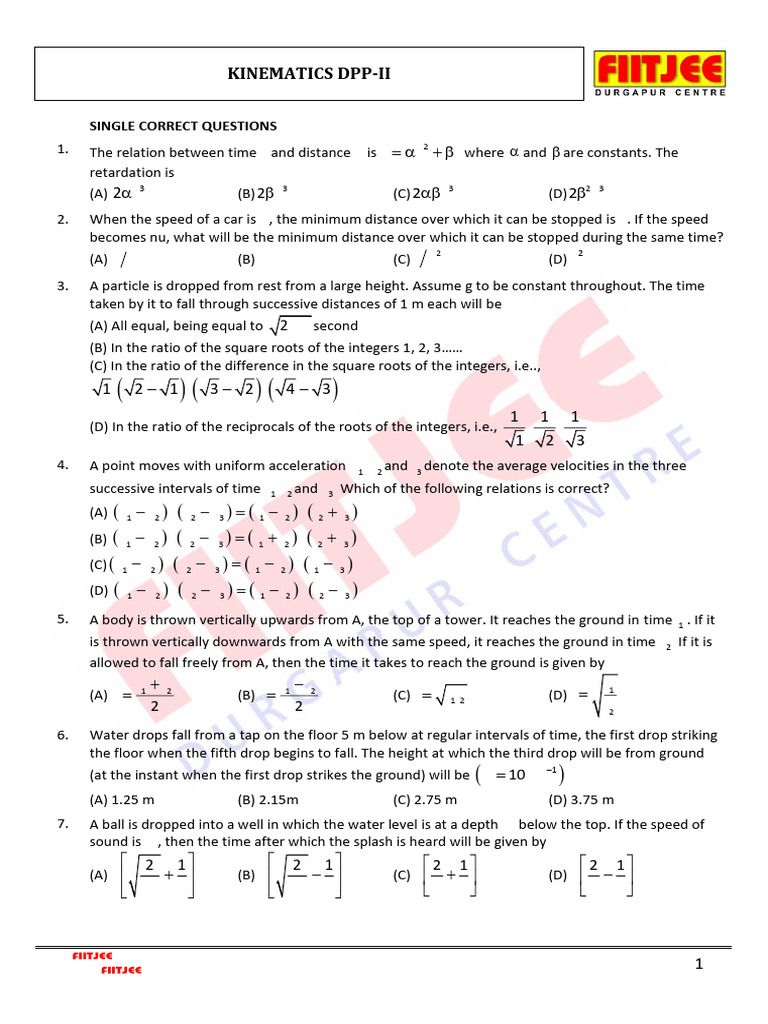 KINEMATICS DPP-II | PDF | Acceleration | Speed KINEMATICS DPP-II | PDF | Acceleration | Speed