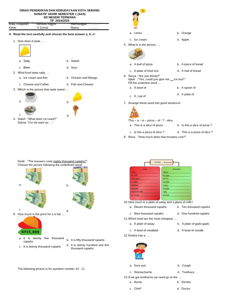 Kisi Asas Ganjil Bing Kelas 5 | PDF | Taste | Foods