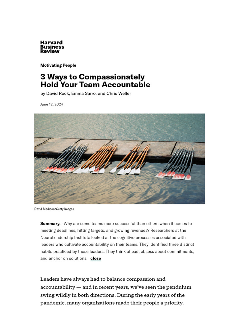 3 Ways To Compassionately Hold Your Team Accountable Hbr Pdf