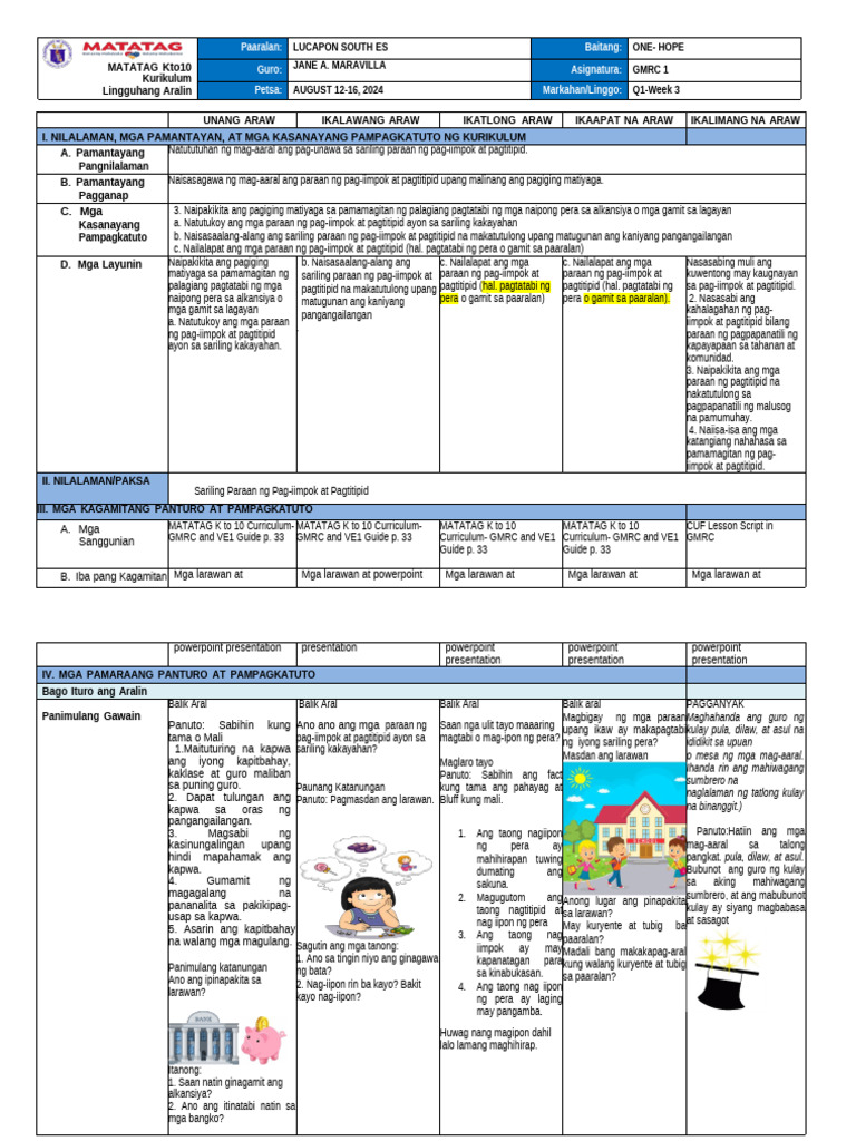 Week 3 GMRC Day 1 To 5 | PDF