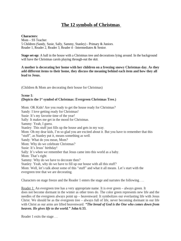 The 12 Symbols of Christmas - Skit Script | PDF | Biblical Magi | Jesus