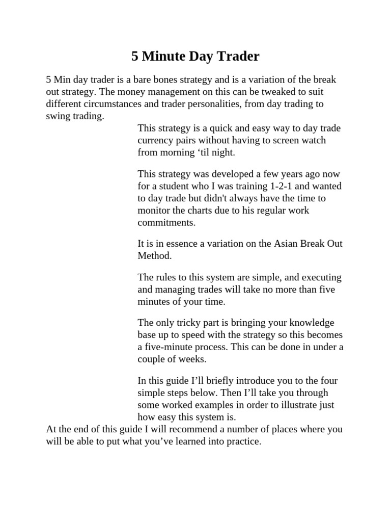5 Minute Day Trader | PDF | Order (Exchange) | Financial Markets