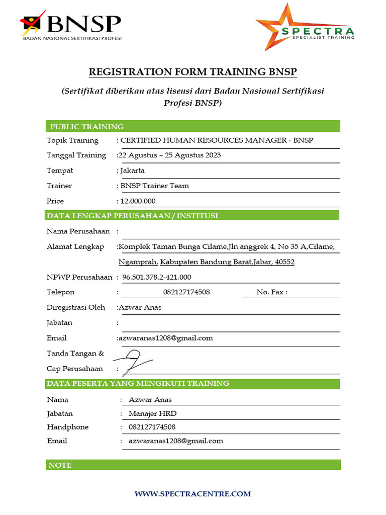 form registrasi | PDF