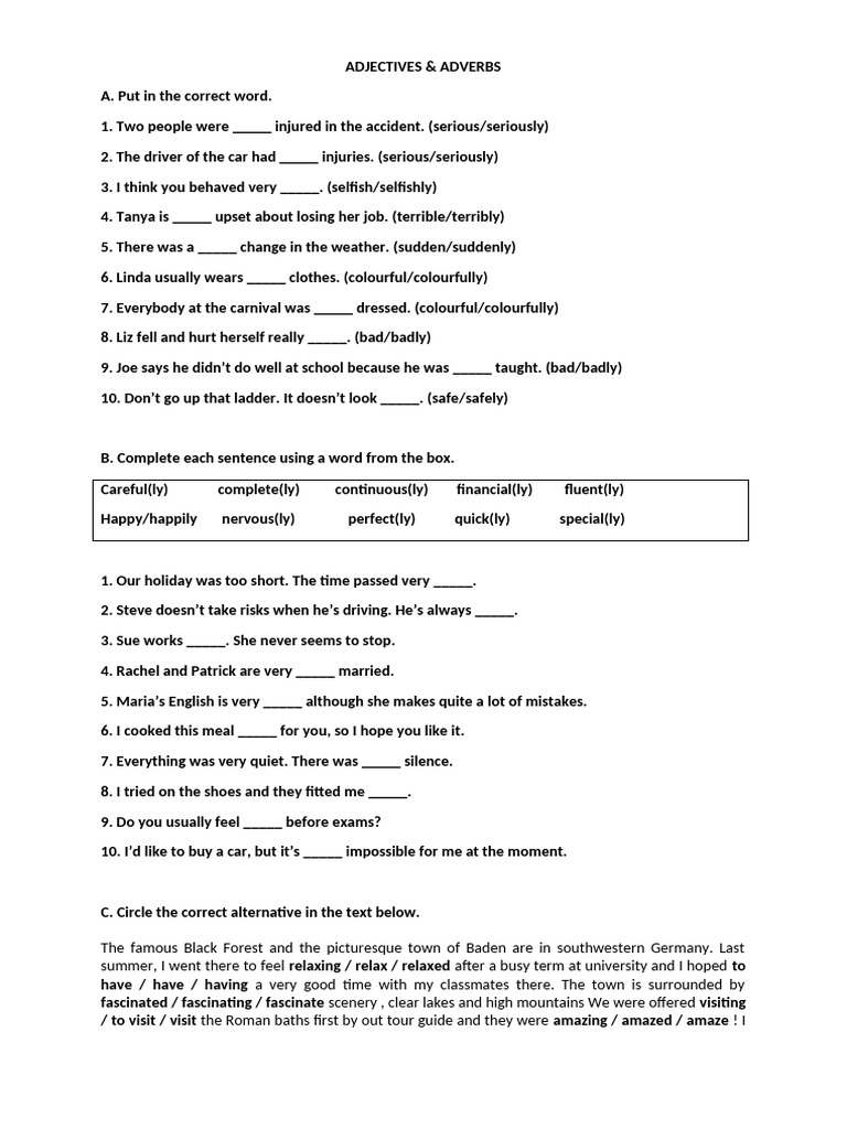 Adjectives Adverbs Pdf Adverb
