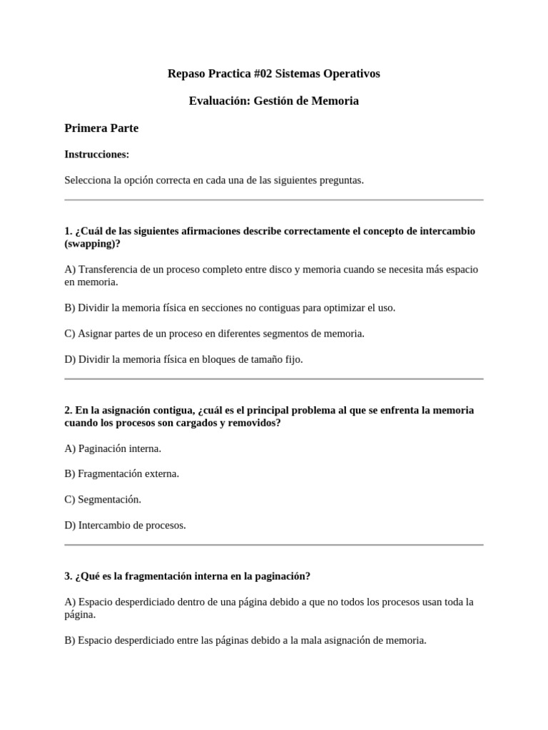 Repaso Practica#02 Gestion de Memoria | PDF | Informática | Arquitectura de Computadores