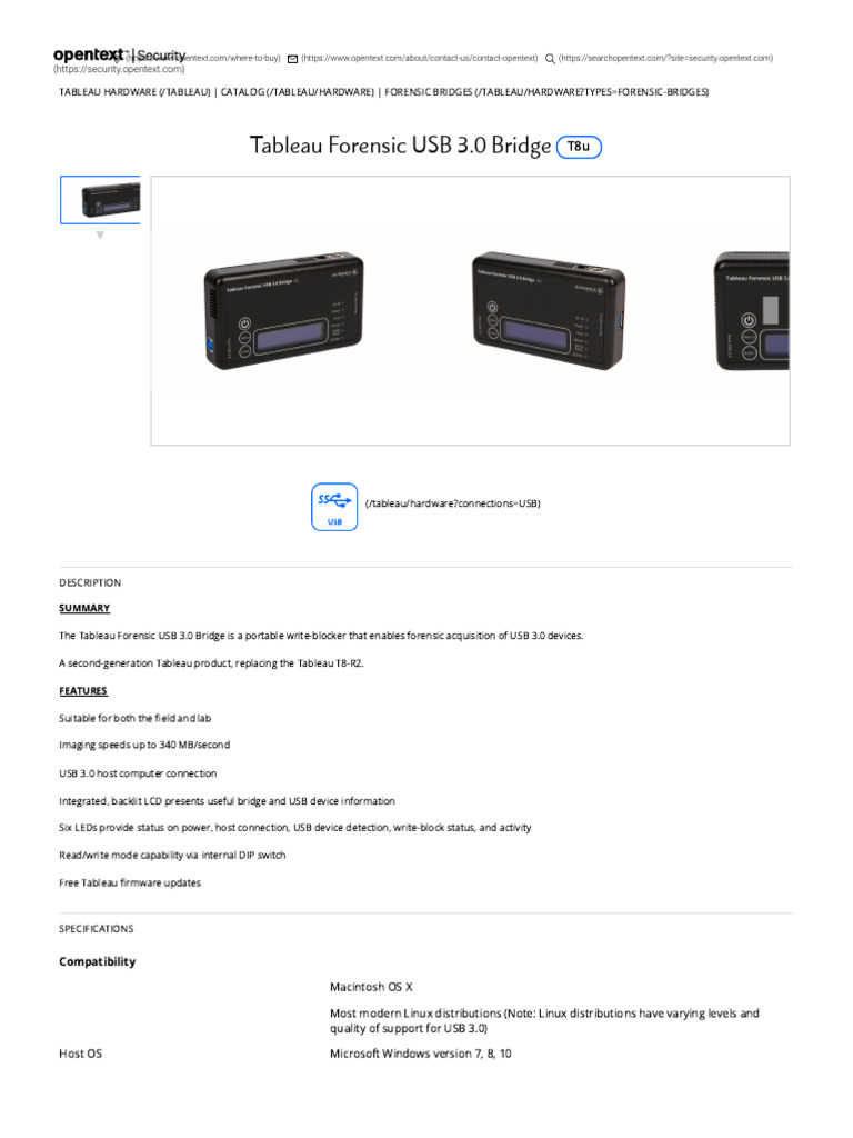 Tableau Forensic Usb Bridge 3.0 | PDF | Usb | Computing