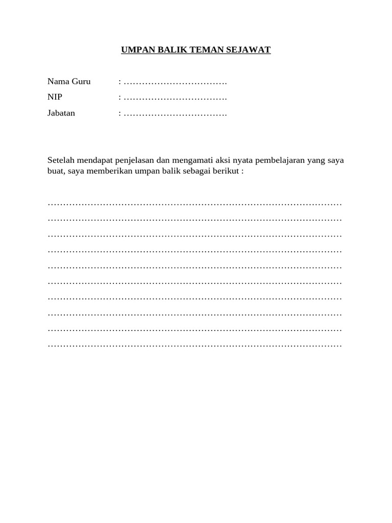 Umpan Balik Teman Sejawat | PDF