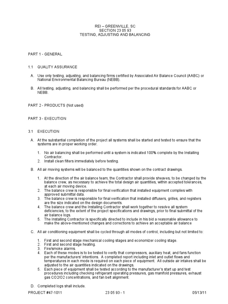 Testing and Balancing | PDF | Duct (Flow) | Hvac