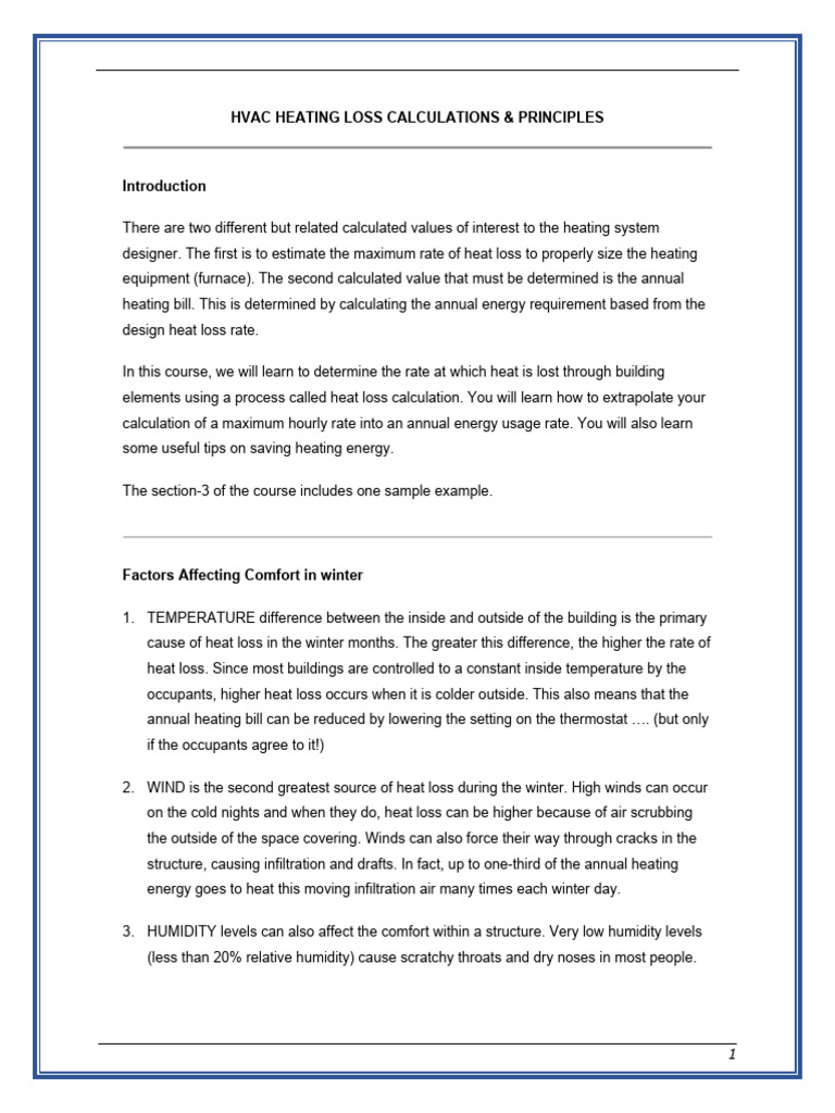 Heat Loss Calculations and Principles - 1 | PDF | Ventilation ...