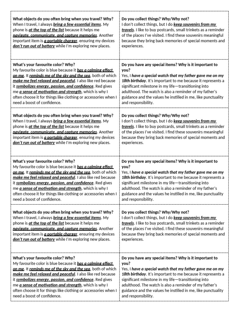 Lesson 8 - Speaking - My Stuff | PDF