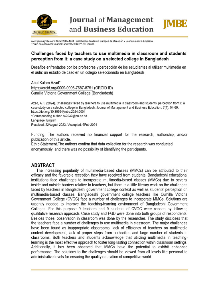 Challenges Faced by Teachers To Use Multimedia in | PDF | Educational ...
