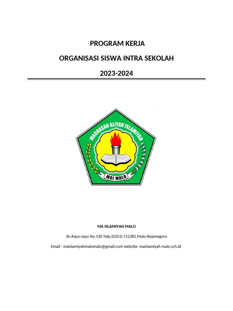 Program Kerja OSIS MA Islamiyah 2023-2024 | PDF