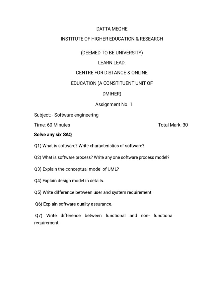 Assignments SE | PDF