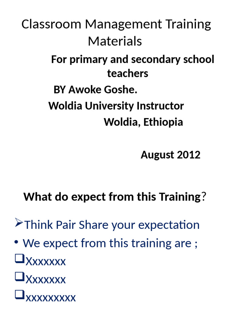 Classroom Management Training Materials | PDF