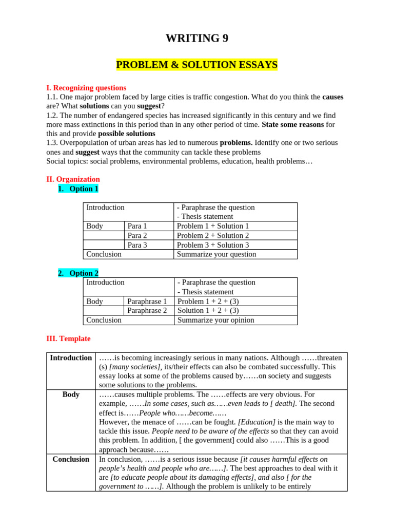 WRITING 8. problem & solution - lecturer | PDF
