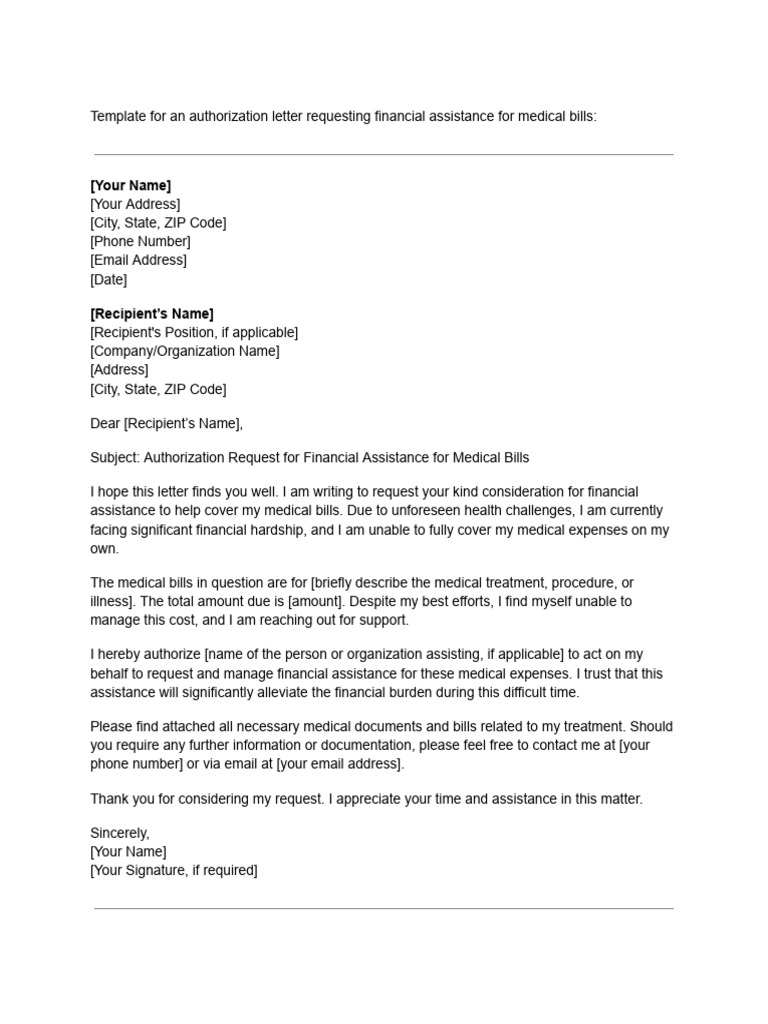 Authorization Letter for Medical Aid | PDF