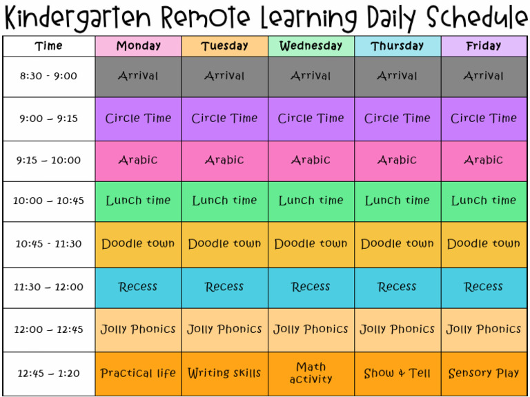 FREEBIEEDITABLERemoteOnlineLearningScheduleTemplates 1 | PDF