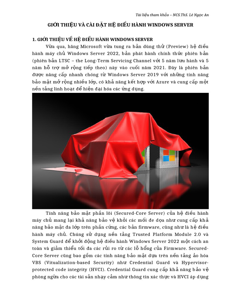 FIT - P1.2. Giới Thiệu Và Cài Đặt Hệ Điều Hành Windows Server | PDF