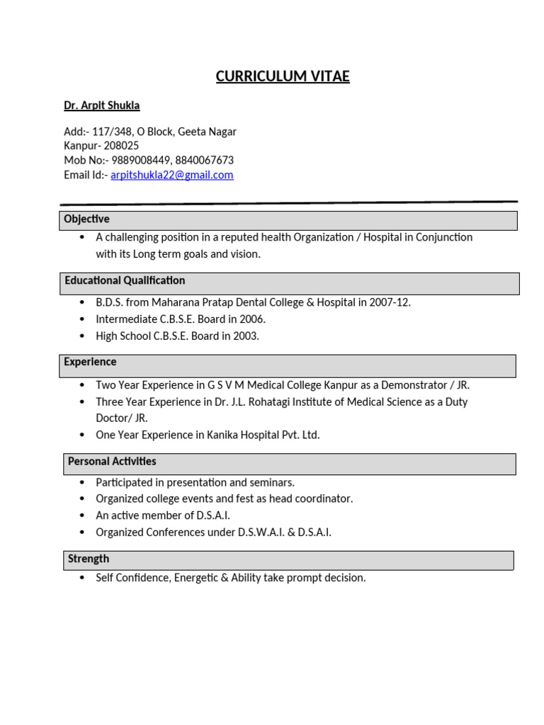 CV of Arpit Shukla | PDF