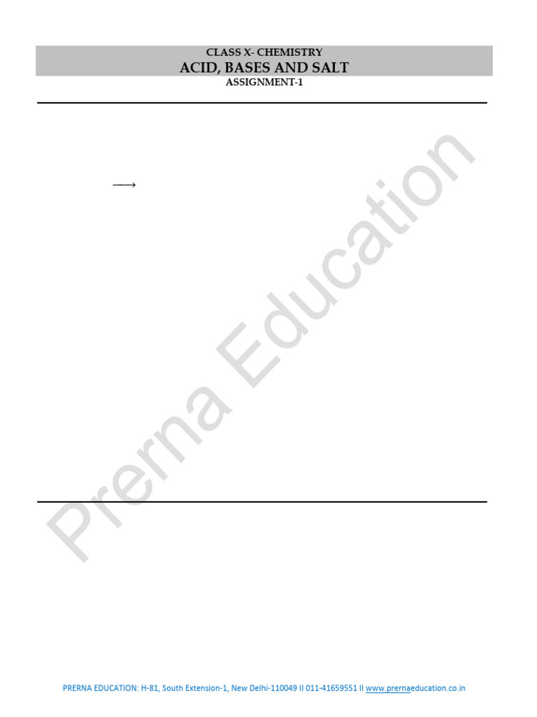 Chemistry Acid Bases and Salt Assgn 1 | PDF | Acid | Analytical Chemistry