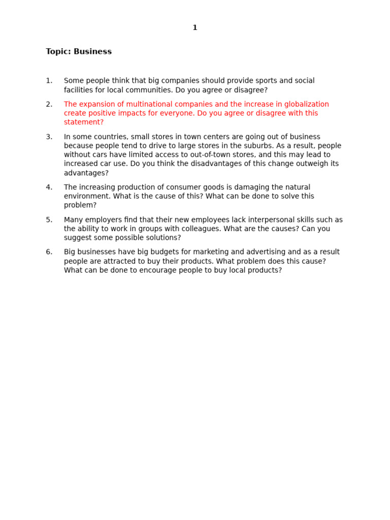 Topic - Business | PDF