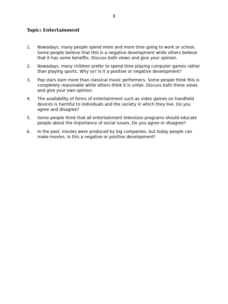 Topic - Entertainment | PDF
