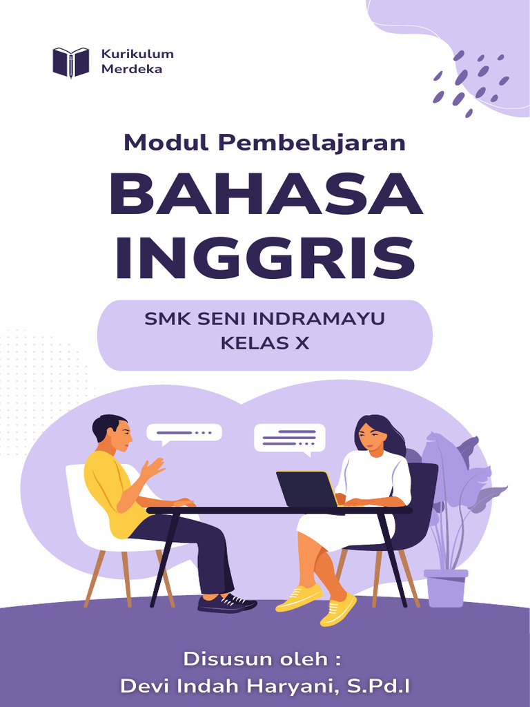 Modul Pembelajaran Bahasa Inggris Sampul Buku Ungu Ilustratif | PDF
