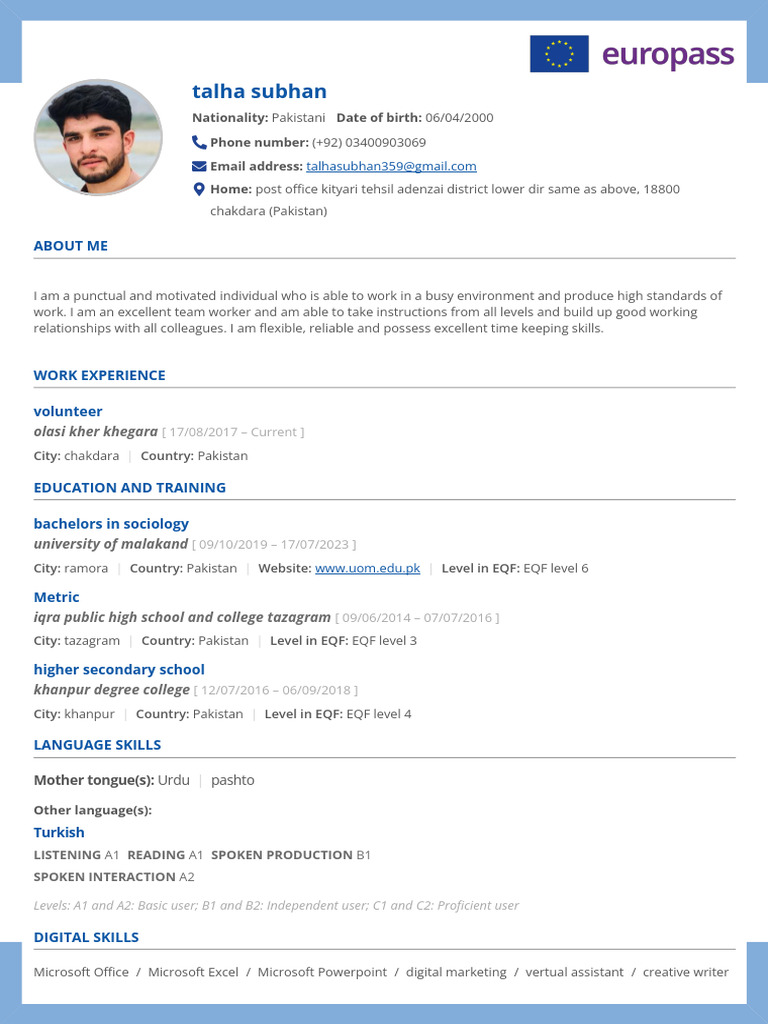 talha subhan cv (1) | PDF | Communication