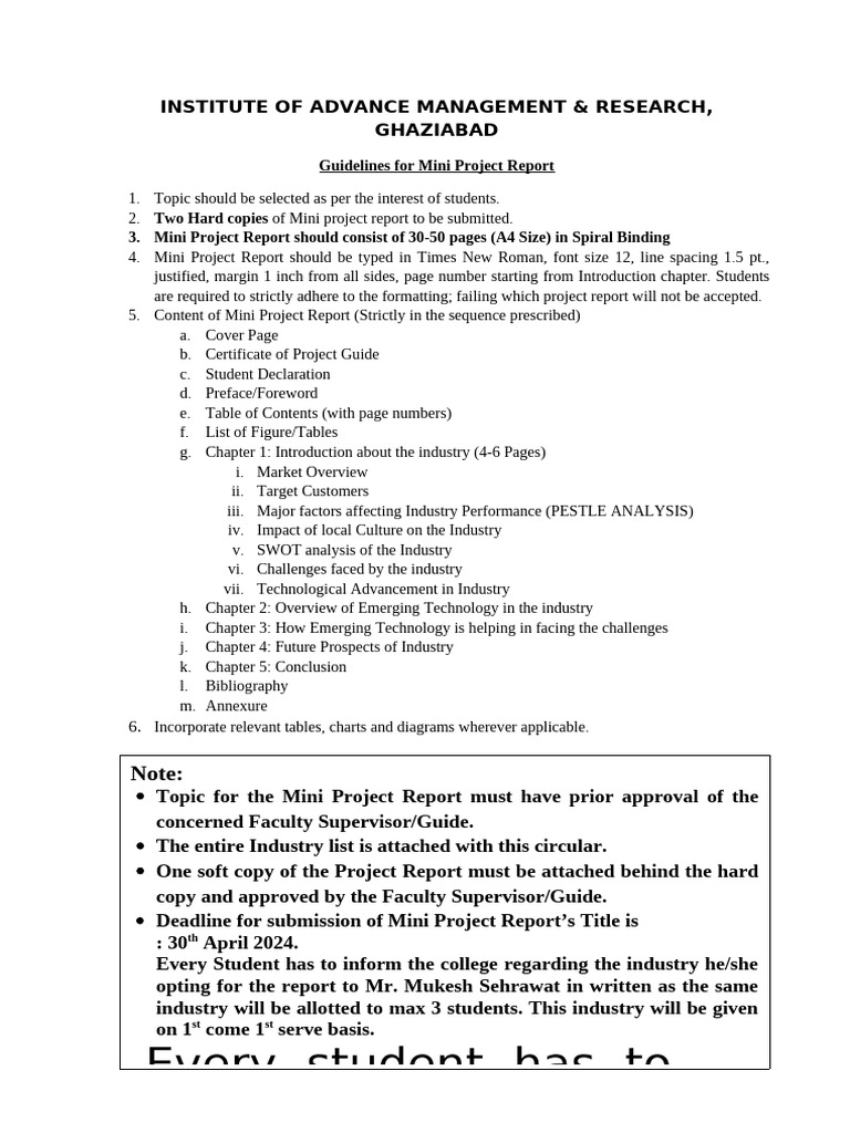 Guidelines For Mini Project | PDF