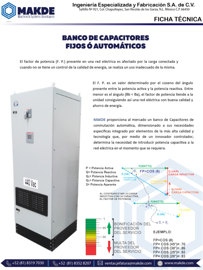 Banco de Capacitores Automáticos MAKDE | PDF | Ingeniería ...