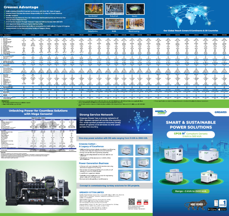 Greaves - CPCB IV+Brochure (5 - 500 KVA) | PDF