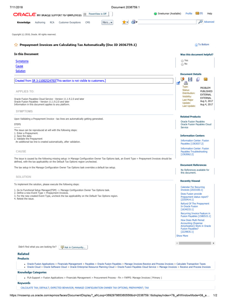 Fusion Setup For Avoid Tax On Prepayment | PDF | Accounts Payable | Oracle Corporation