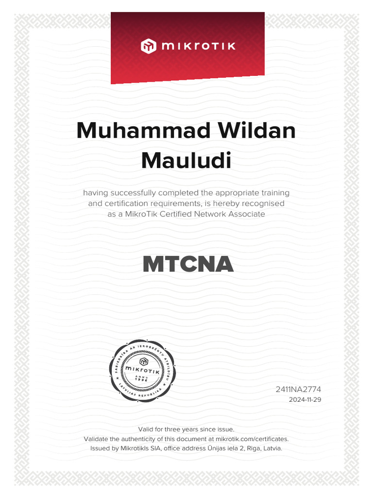 Muhammad Wildan Mauludi: Mtcna | PDF