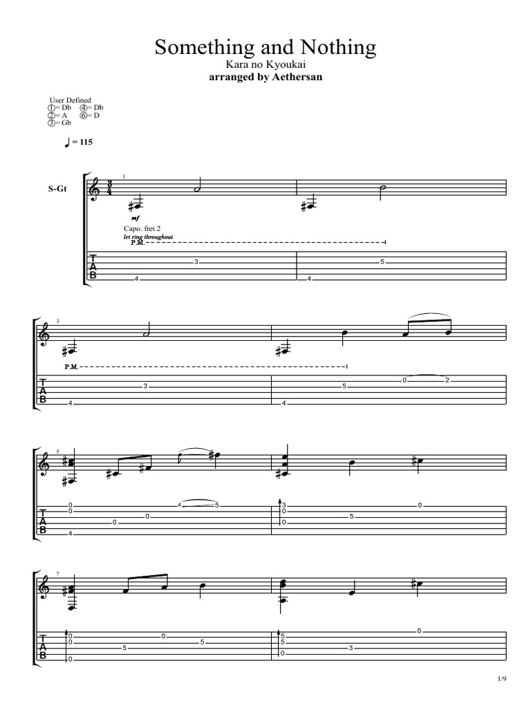 Kara no Kyoukai Guitar Tabs | PDF | Chordophones | String Instruments