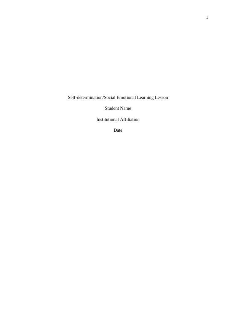 Self-determination-Social Emotional Learning Lesson (1) .. | PDF ...